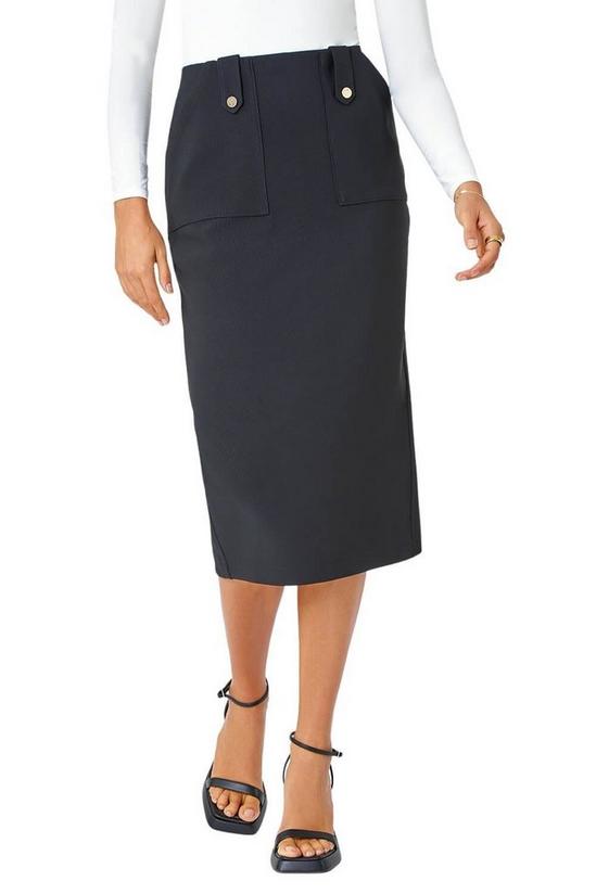 Skirts Ribbed Pocket Detail Midi Stretch Skirt Roman
